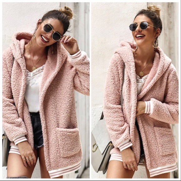 Jackets & Coats | Teddy Soft Open Front Jacket Hoodie | Poshmark